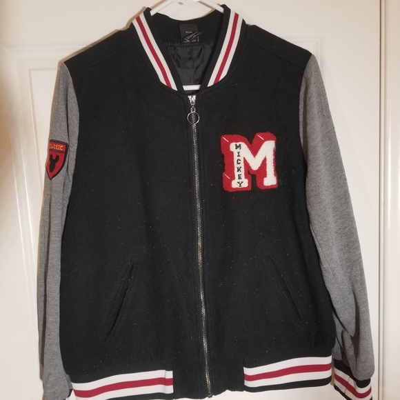 Disney | Jackets & Coats | Mickey Mouse Varsity Jacket Women Medium ...